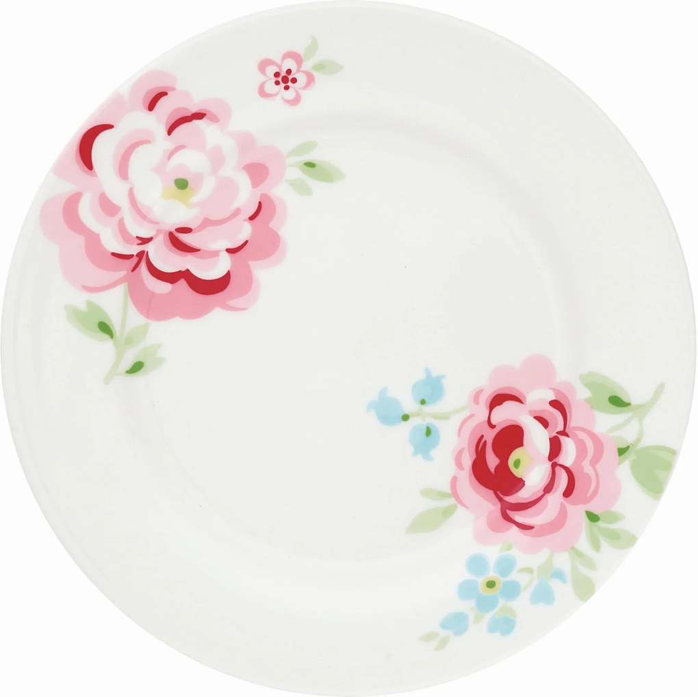 GREEN GATE Dezertní talíř Meryl white, růžová barva, bílá barva, porcelán