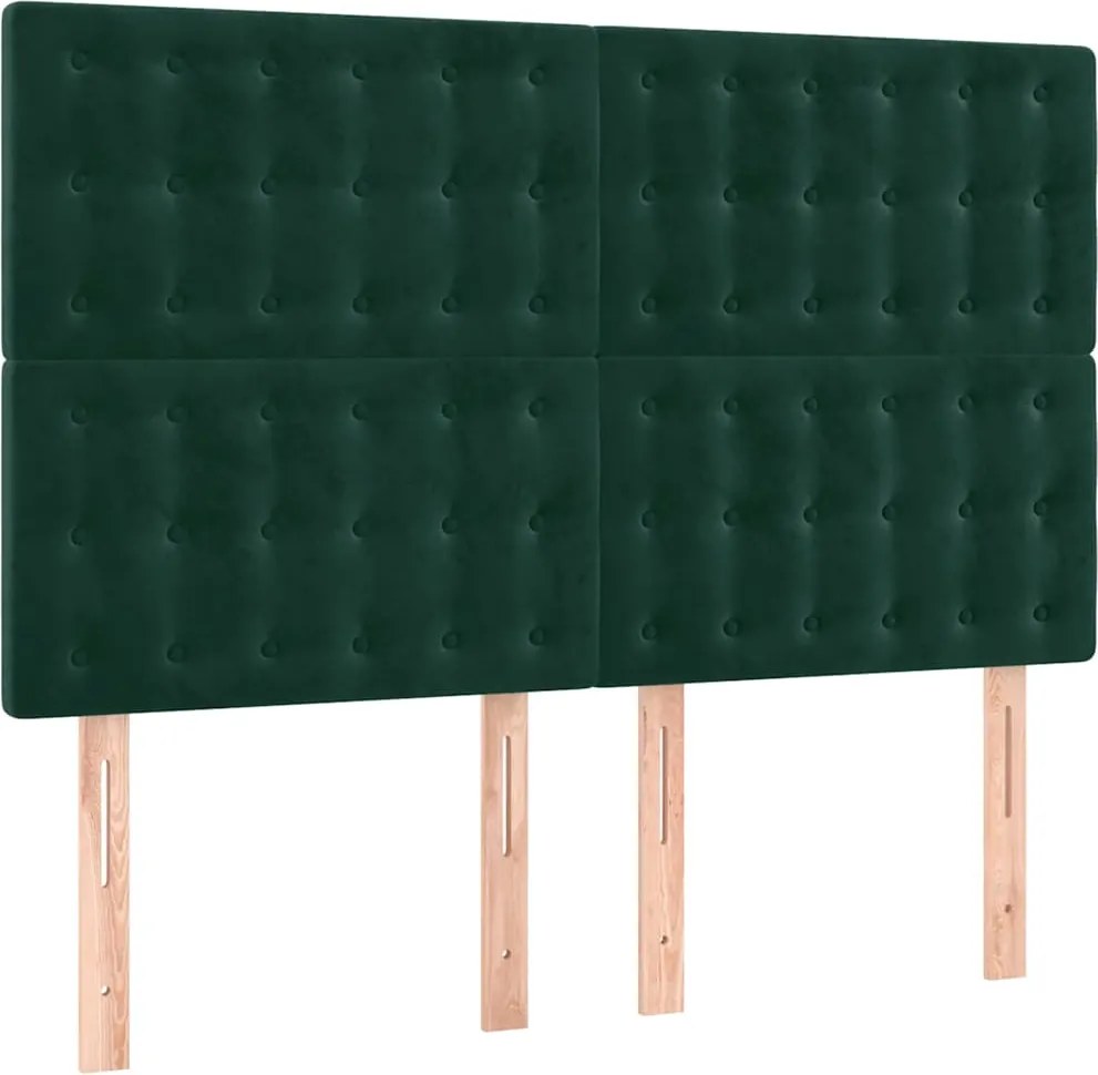 Čelo postele s LED tmavě zelená 144x5x118/128 cm samet 3122909