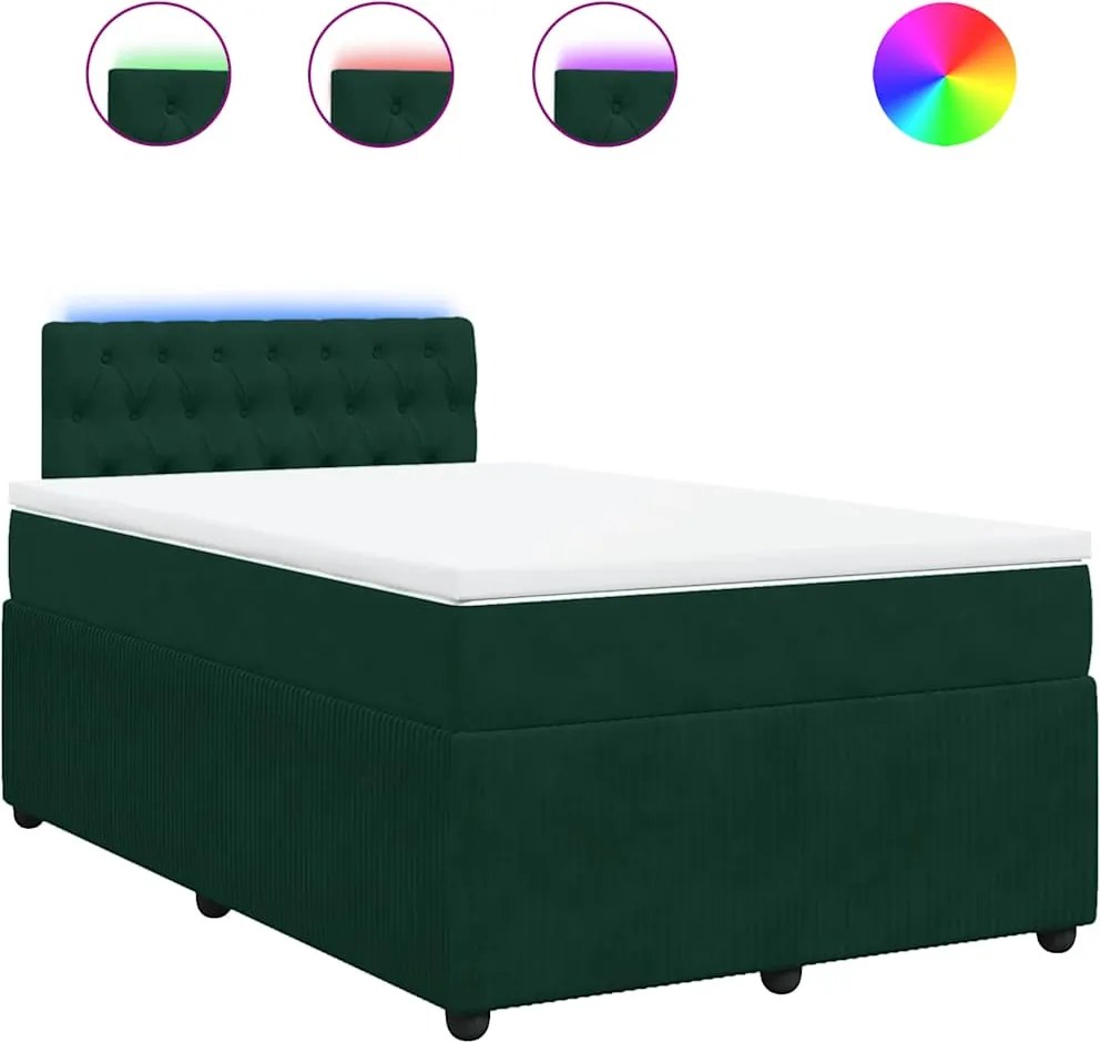 Box spring postel s matrací tmavě zelená 120 x 200 cm samet 3290019