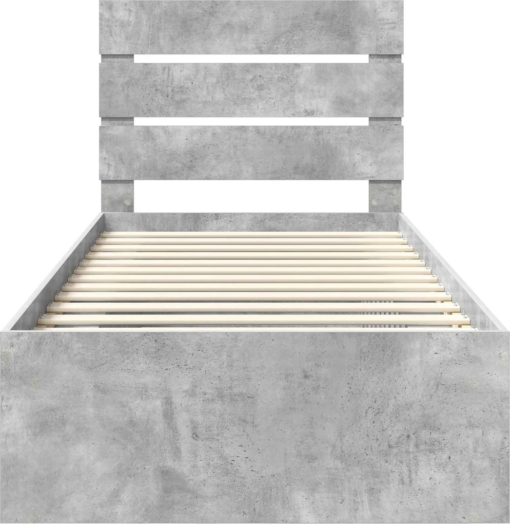 Rám postele Betonově šedá 100 x 200 cm Masivní borové dřevo 3411779