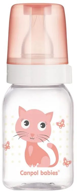 Canpol babies Láhev s potiskem CUTE ANIMALS 120 ml Kočička