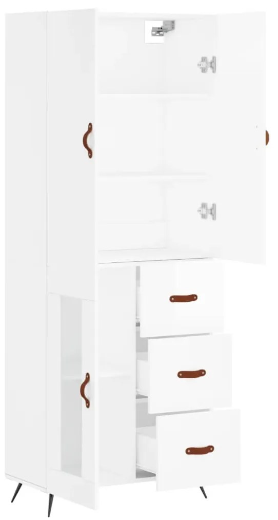 Skříň highboard lesklá bílá 69,5 x 34 x 180 cm kompozitní dřevo