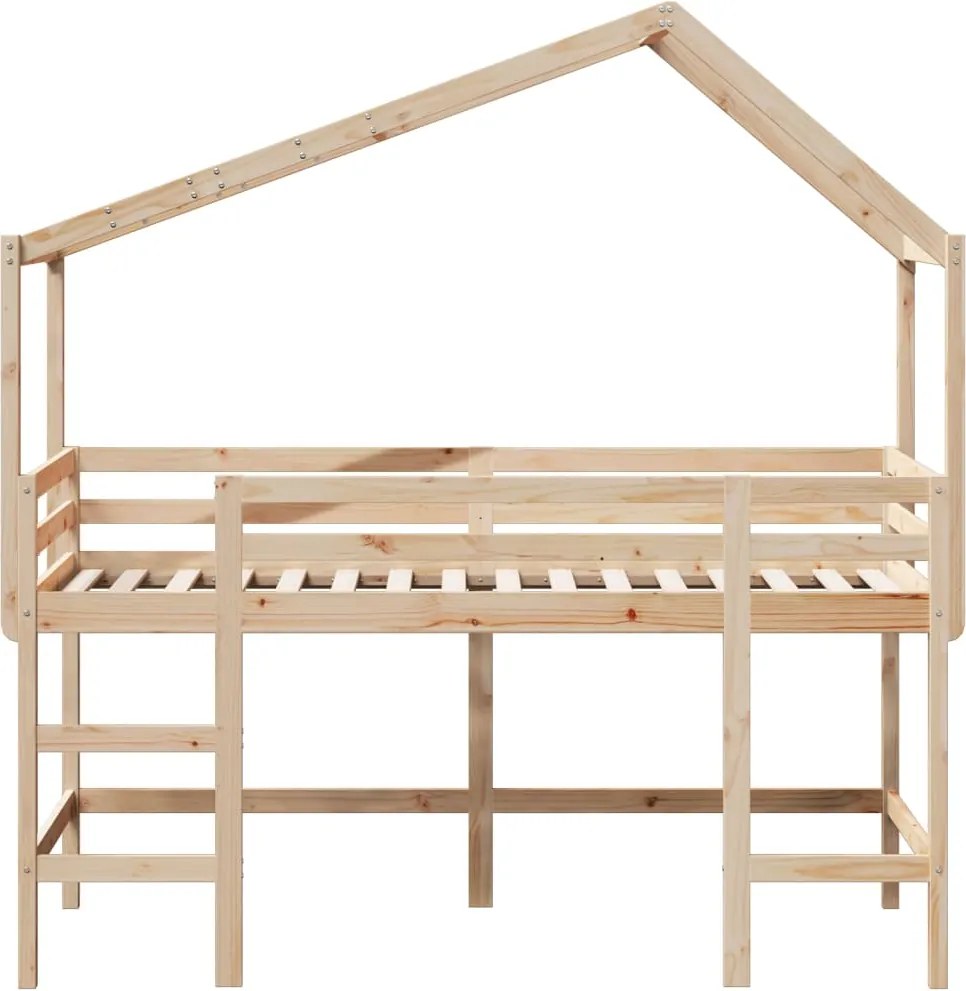 Patrová postel s žebříkem a střechou 80 x 200 cm borovice 3282072