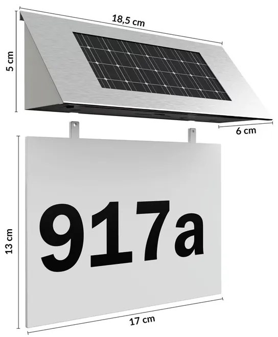 LED solární domovní číslo bílé 105371