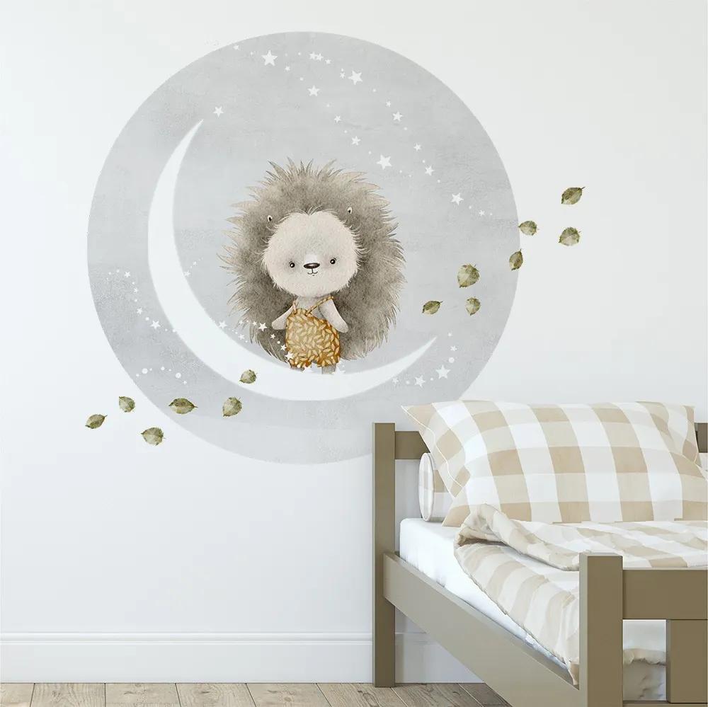 Gario Dětská nálepka na zeď Dreamland - ježek na měsíci Rozměry: 110 x 95 cm