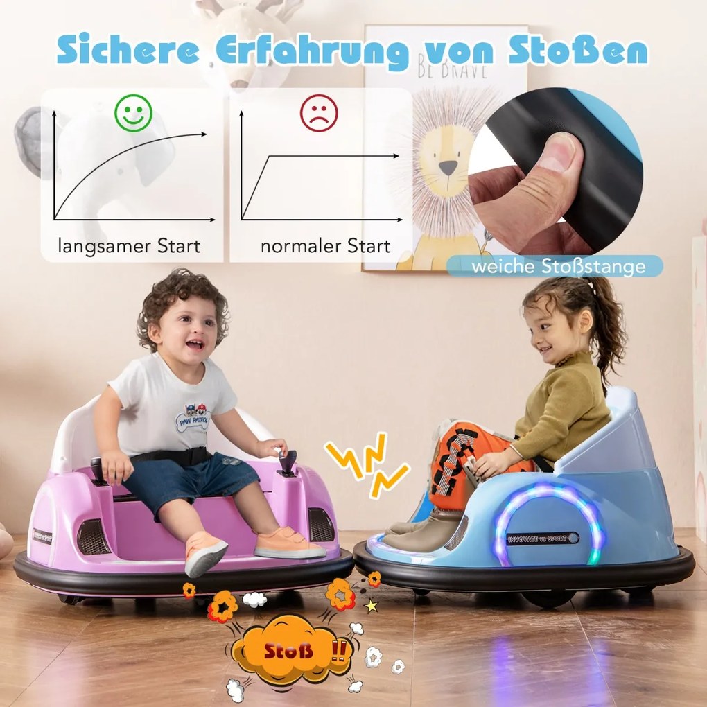 Costway Bumper Car pro děti Elektrický Bumper Car s blikajícími LED světly modře