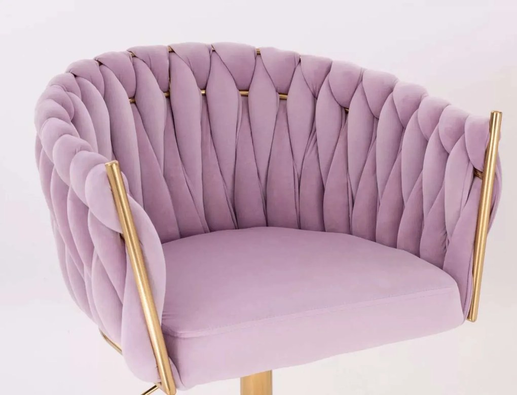 LuxuryForm DESIGN Barová židle NORDEN VELUR na zlaté kulaté podstavě - levandule