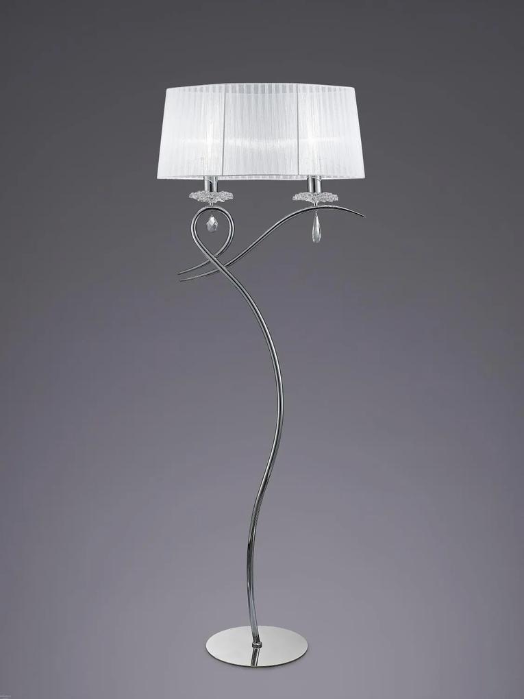 Mantra 5280 Louise, stojací lampa, 2x23W LED E27, chrom, křišťál/stínítko z bílého textilu, výška 165cm