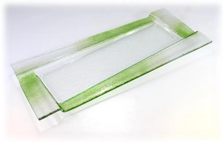 BDK-GLASS Skleněný obdélníkový tác ZOOM zelený Rozměr: 30x15cm