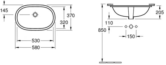 Villeroy & Boch 416250R1 - Zápustné umyvadlo O.NOVO 53x32 cm keramika/bílá