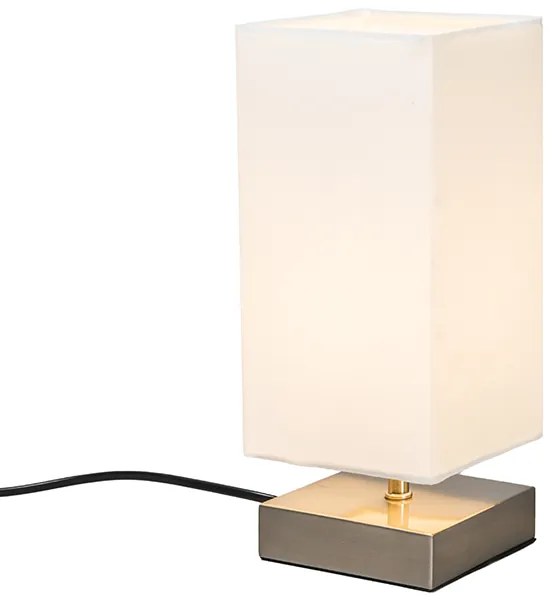 Moderní stolní lampa bílá s ocelí - Milo