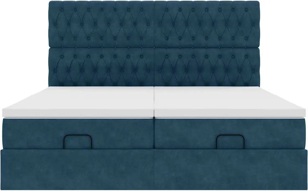 Osmanský rám postele s matracíes tmavě modrá 160x200cm samet 3313788