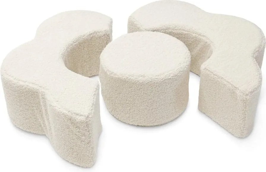 Krémové pěnové hřiště 3 ks z materiálu bouclé výška 27 cm 88x90 cm – Meowbaby