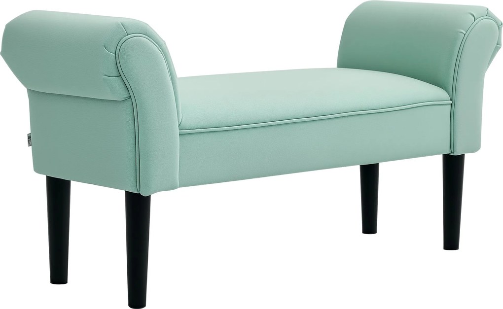 HOMCOM Lavička na postel, čalouněná lavička, sedací lavička, chodbičková lavička do ložnice, nosnost až 130 kg, plachtovina, zelená, 102 x 36 x 51 cm