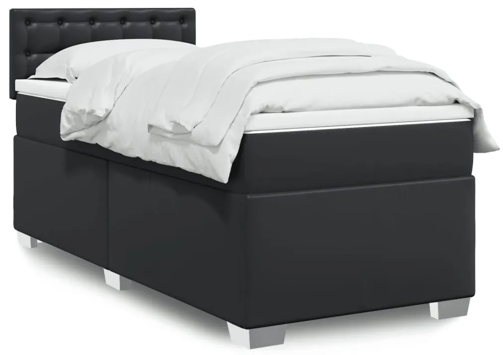 Box spring postel s matrací černá 90x200 cm umělá kůže 3288404