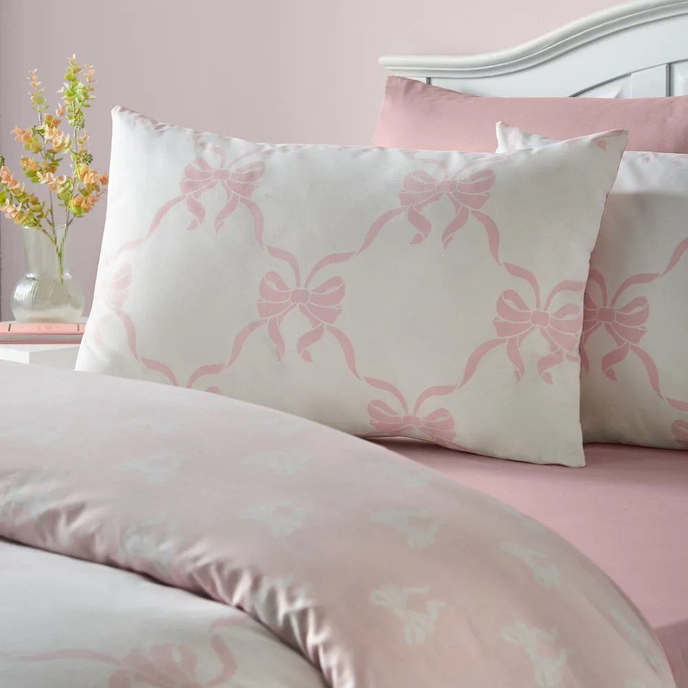 Růžové povlečení na dvoulůžko 200x200 cm Pretty Bows – Catherine Lansfield