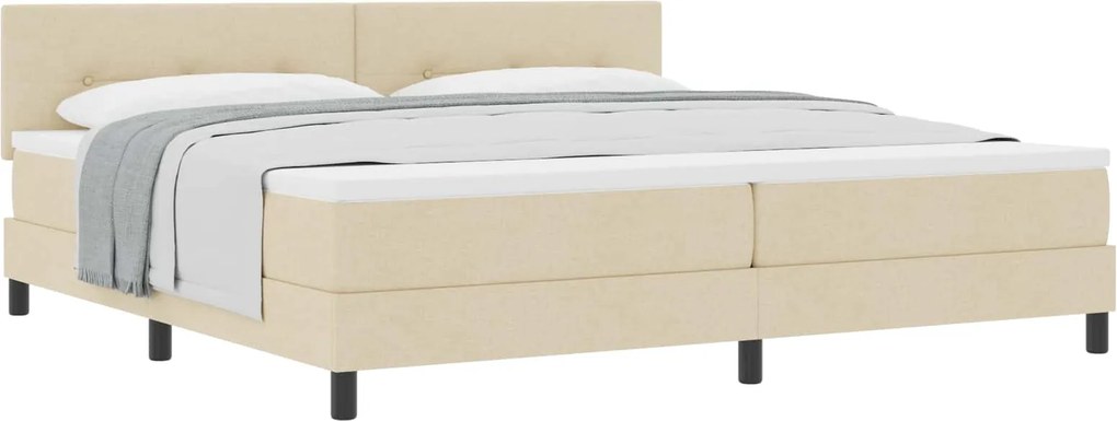 Postel s boxspringem s čelo Krémová 200 x 200 cm textil 3338718