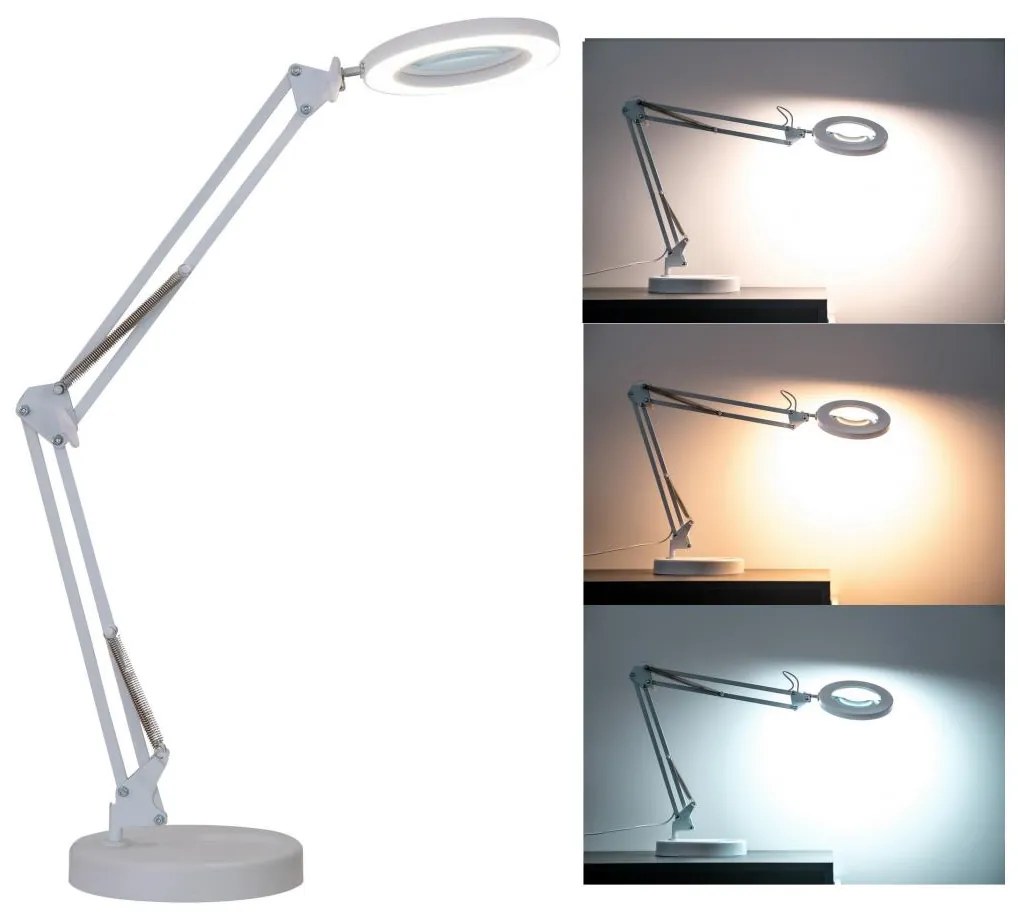 Brilagi Brilagi - LED Stmívatelná stolní lampa s lupou LED/12W/5V 3000/4200/6000K bílá BG0617