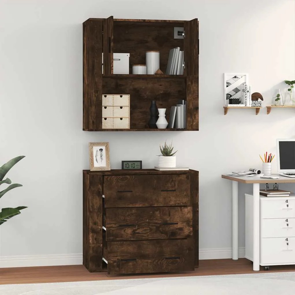 Skříň highboard kouřový dub kompozitní dřevo 3185388