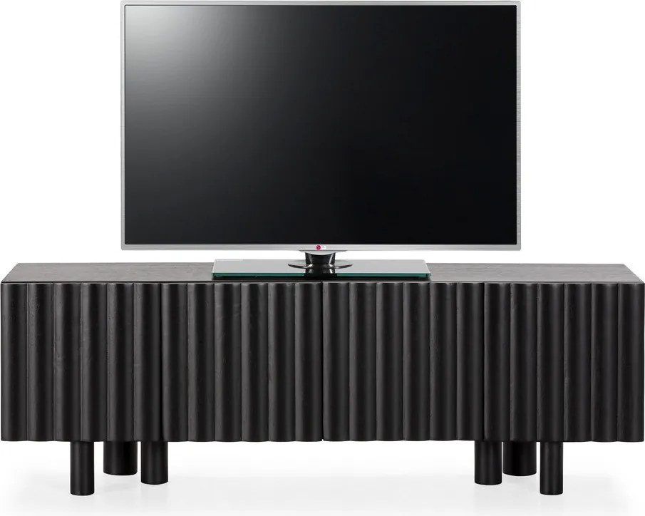 Černý TV stolek z mangového dřeva 160x55x40 cm Tamira – MOME