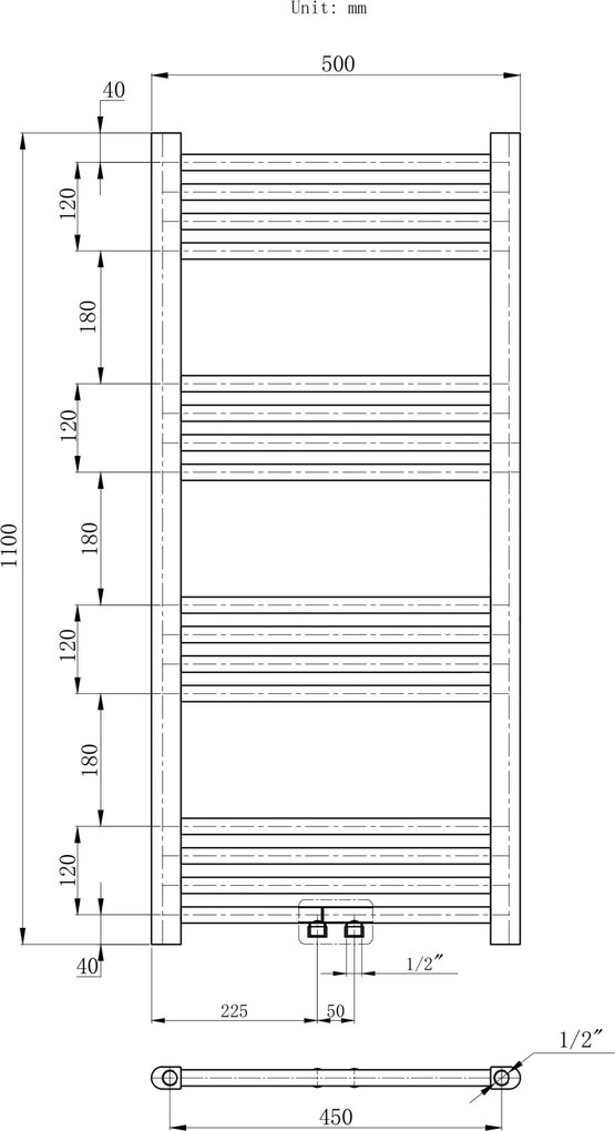 Gamma Erga Simple, topné těleso 1100x500 mm, 437 W, bílá, ERG-LAV-SIMP-11050-WH