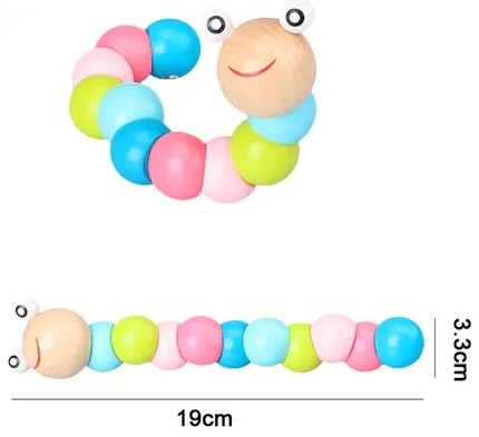 Montessori dřevěné hračky - kloubová zvířátka Varianta: housenka, světlé barvy