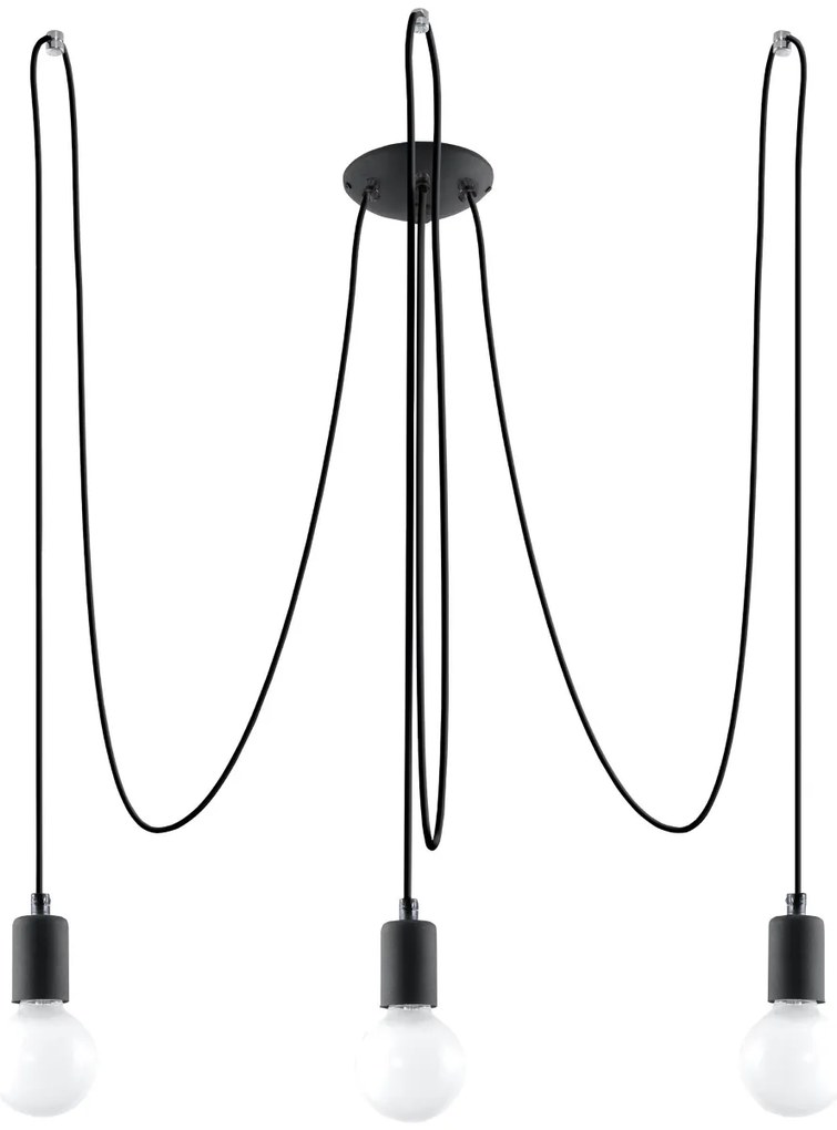 Sollux Lighting Lustr EDISON 3 černý