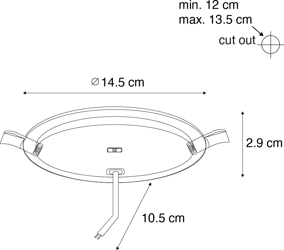 Sada 6 zapuštěných bodových svítidel bílá 14,5 cm vč. LED nastavitelná v Kelvinech s přepínačem Dip - Stephanie