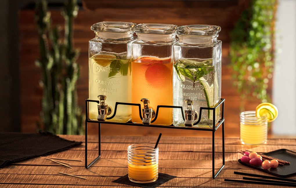 Nádoby na limonádu MODERN na stojanu, 3 x 1,5L