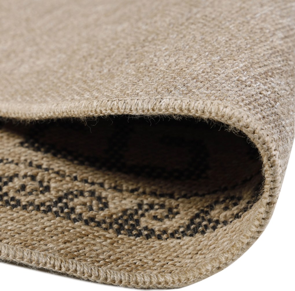 Ayyildiz, Kusový koberec Comilla 887 Black kruh, 200x200 (průměr) kruh, hnědá, chodba / předsíň