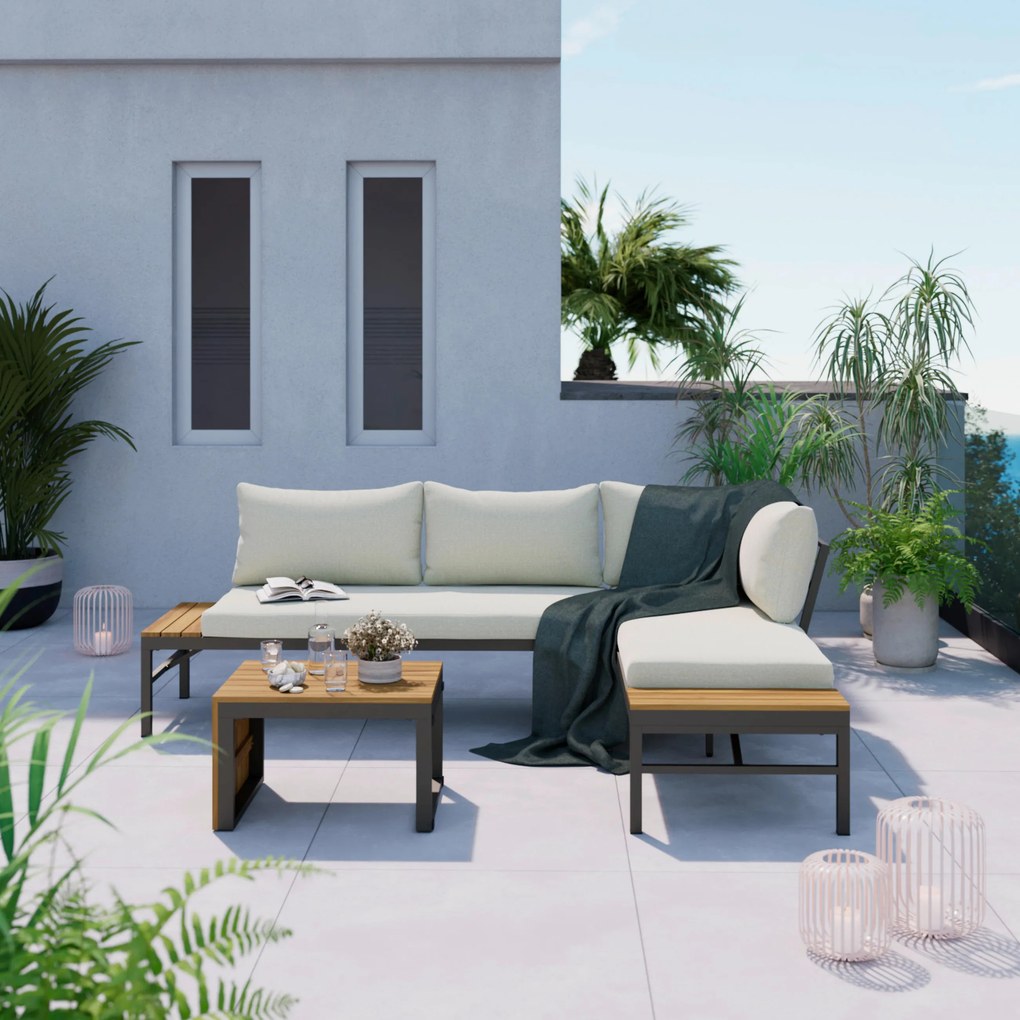 XXXLutz TERASOVÁ SEDACÍ SOUPRAVA dřevo, kov, textil Ambia Garden - 00000X000109