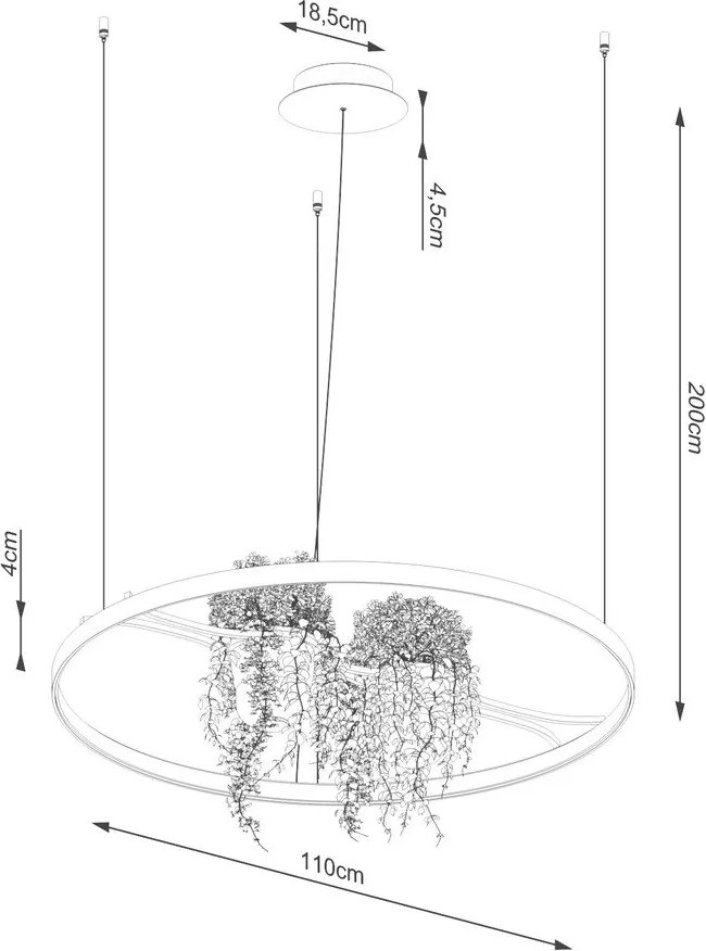 Černé hliníkové LED závěsné svítidlo ø 110 cm RIO – Thoro
