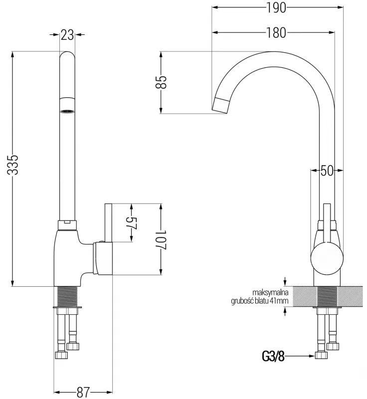 Mexen Matias, granitový dřez 900x505x200 mm, 1,5-komorový a zlatá baterie Telma, černá-zlatá metalíza, 6502-75-670200-50-B