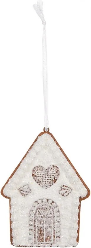 Závěsná dekorace zasněžená perníková chaloupka Frosted Ginger - 8*1*10 cm