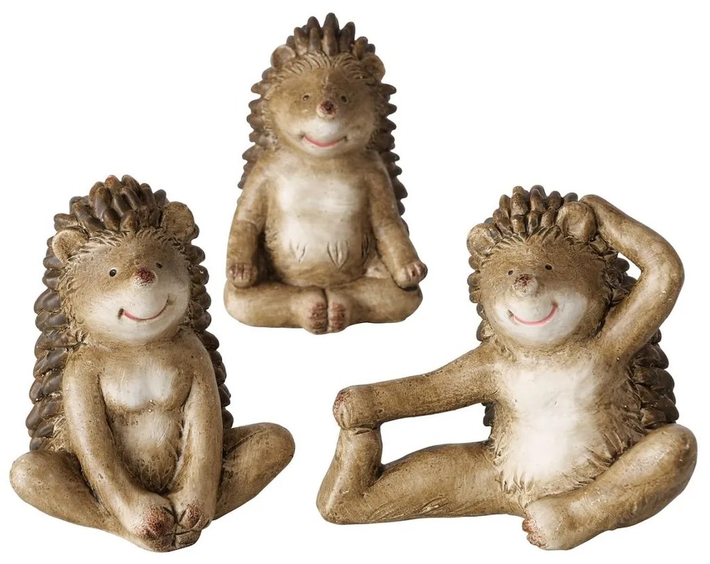 Zahradní figurka z polyresinu Hugy, sada 3ks, 8 cm, hnědá