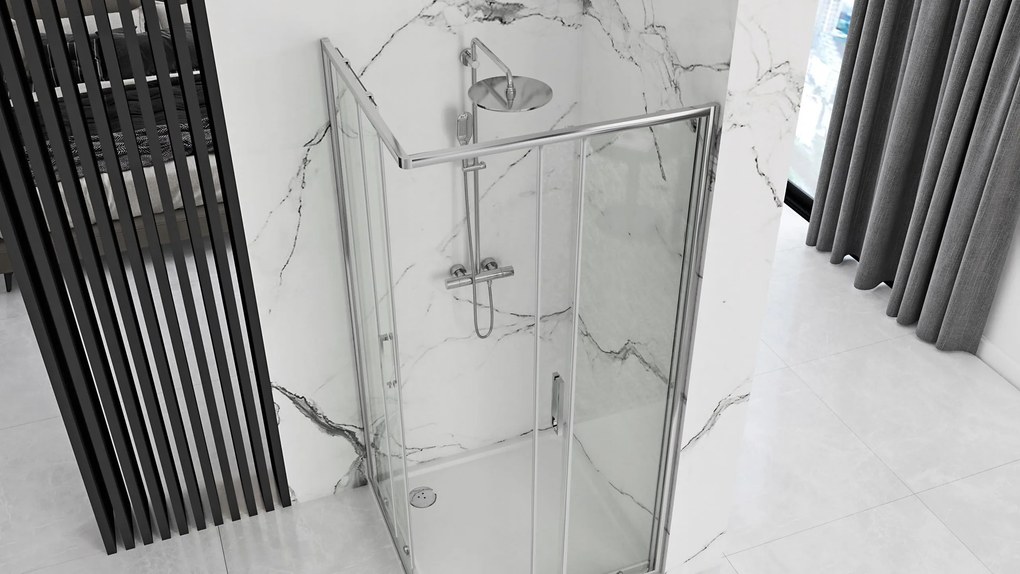 Čtvercový sprchový kout REA PUNTO 90x90 cm, chrom se sprchovou vaničkou Savoy bílá