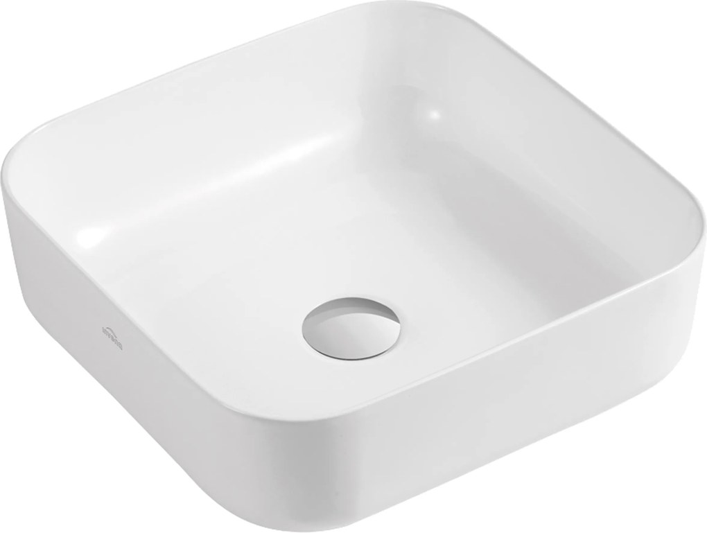 Invena Malaga, keramické umyvadlo na desku 390x390x140 mm, bílá lesklá, INV-CE-39-001-C