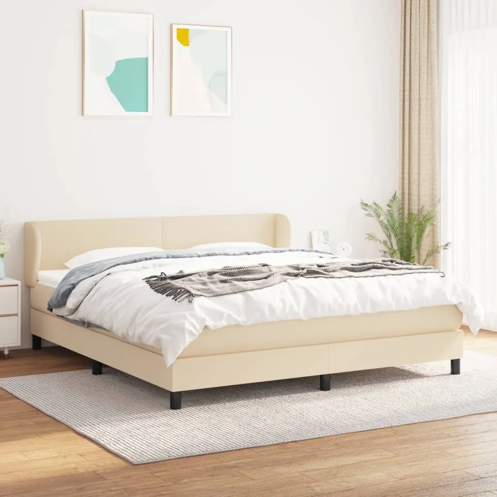 Box spring postel s matrací krémová 180x200 cm textil 3126106