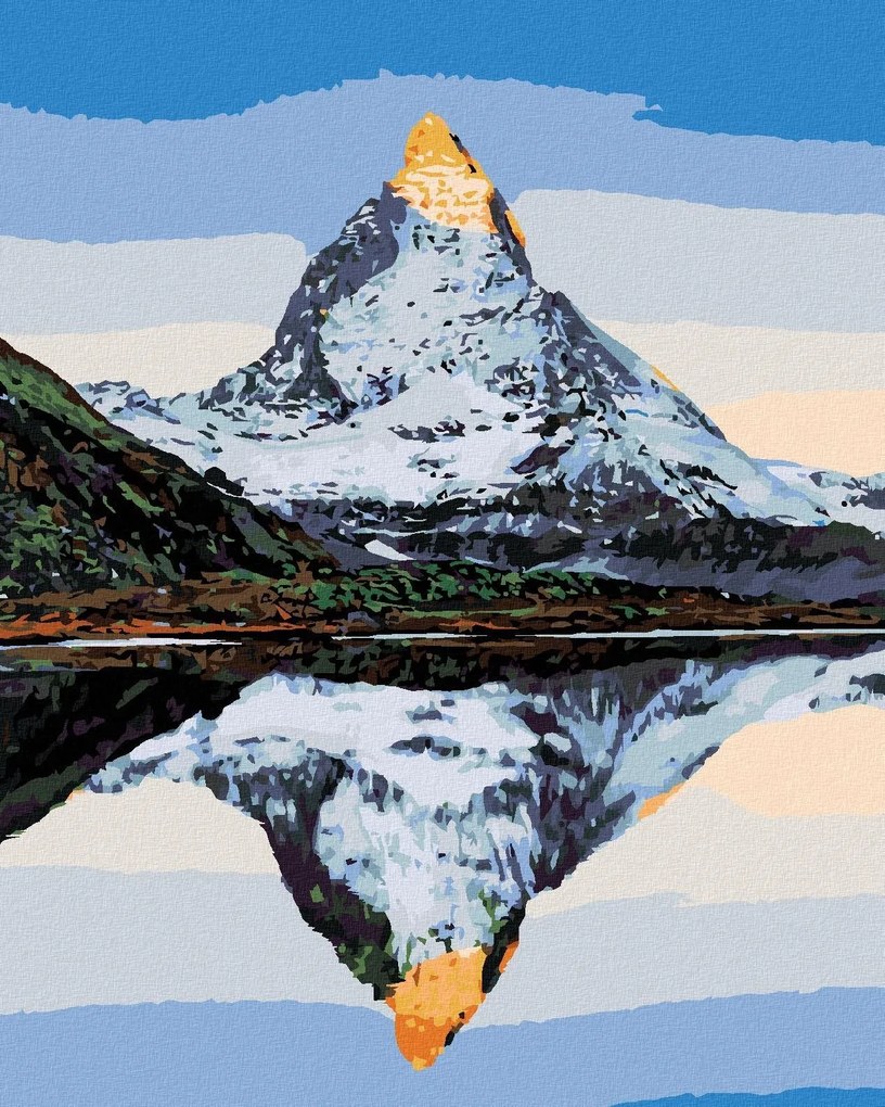 zuty zuty - malování podle čísel - hora matterhorn a její odraz v jezeře, 80x100 cm, plátno+rám