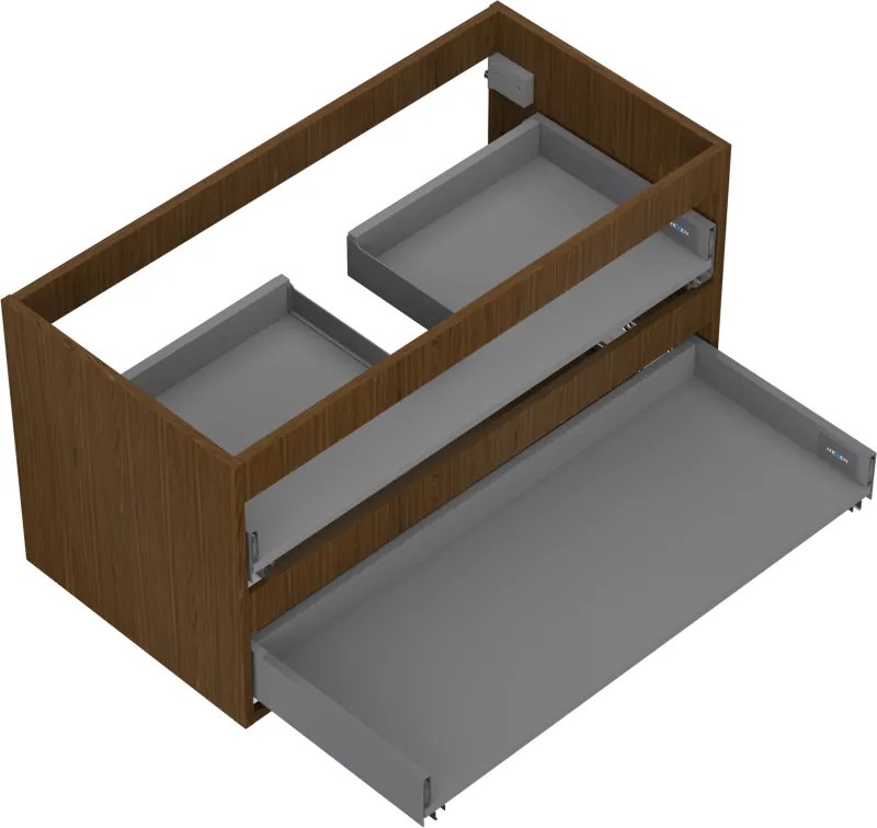 Mexen Box-A, závěsná skříňka 90 cm, 2 zásuvky, ořech, 91AX0-0900-470-2-86