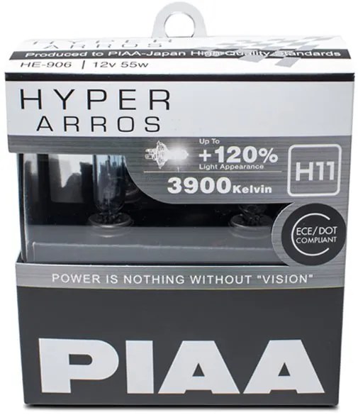 Autožárovka piaa hyper arros 3900k h11 - o 120 procent vyšší svítivost, zvýšený jas