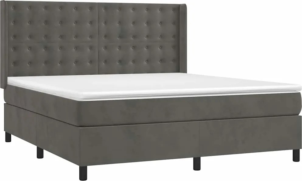 Box spring postel s matrací tmavě šedá 180x200 cm samet 3132934