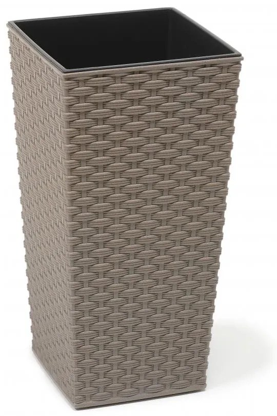 Květináč lamela květináč finezia eco wood rattan 25 x 25cm, výška 46.5cm, šedý