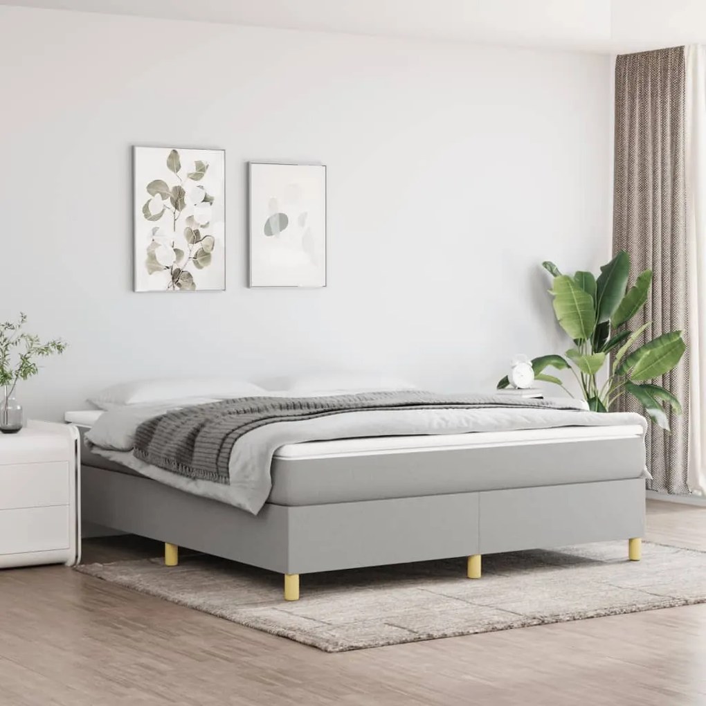 Box spring postel s matrací světle šedá 180 x 200 cm textil,  3144538