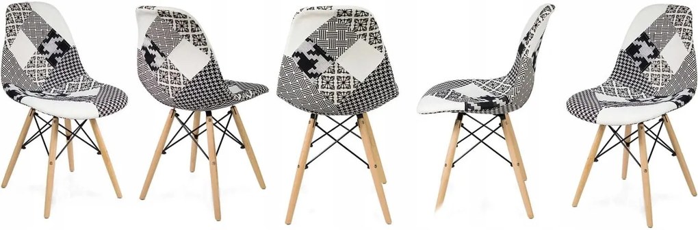 Jídelní židle PATCHWORK šedé 4 ks - skandinávský styl