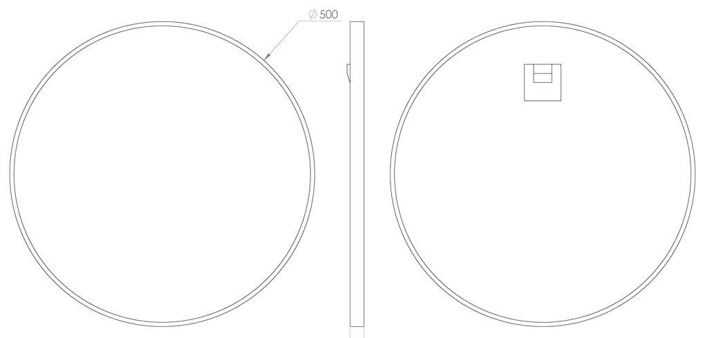 Sapho Sapho, NOTION SLIM kulaté zrcadlo v rámu, ø 50cm, černá mat, NT500