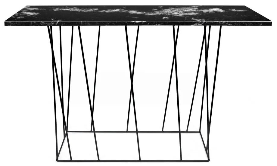 Černý mramorový konzolový stolek s černými nohami TemaHome Helix, 40 x 120 cm