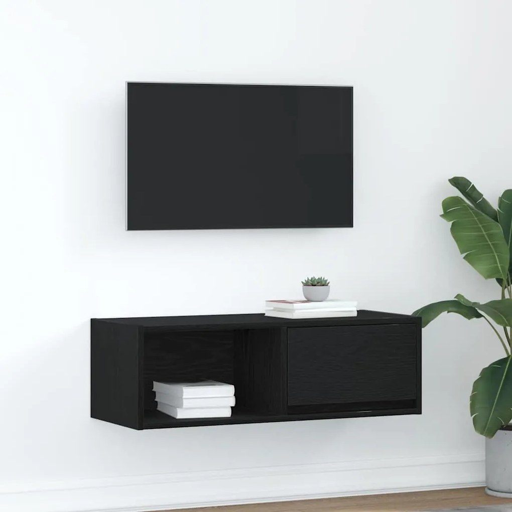 TV skříňka Černý dub 80x31x25,5 cm Dřevěná konstrukce