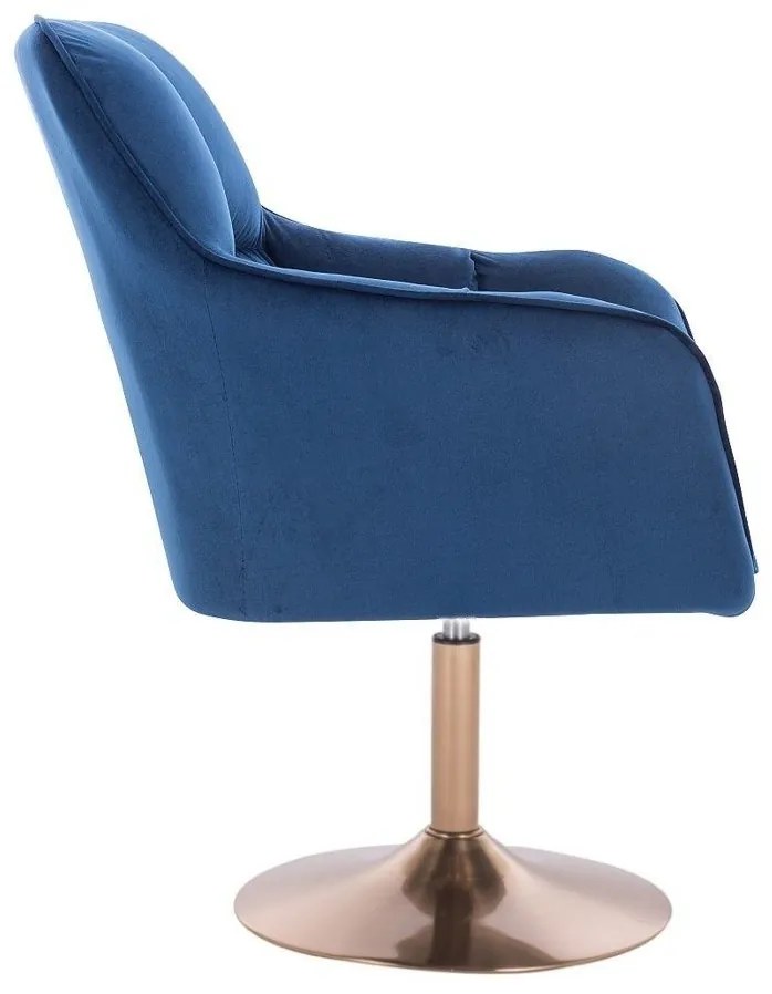 LuxuryForm DESIGN Otočné křeslo AMALFI VELUR na zlatém talíři - modré