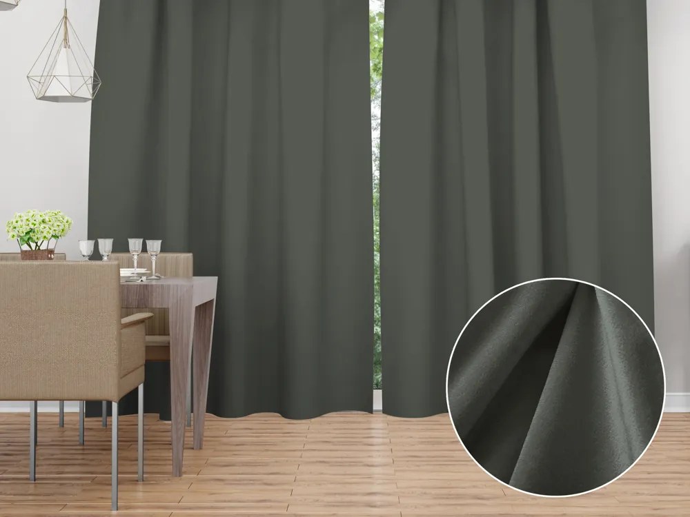 Biante Sametový závěs Velvet Premium SVP-021 Tmavě šedozelený 135x240 cm